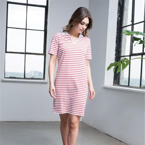 Robe rayée avec un collet Blanc/Rouge XSMALL | Créations Chantal