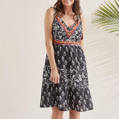 Tribal - Robe imprimée & brodée Multi/Noir S SS24 | Créations Chantal