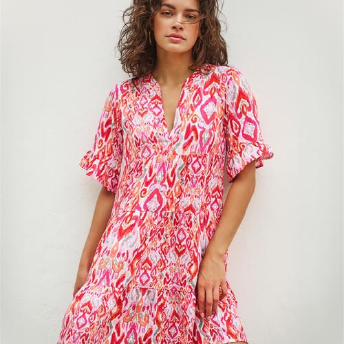 Esqualo - Robe imprimée col V Multicolore 8 | Créations Chantal