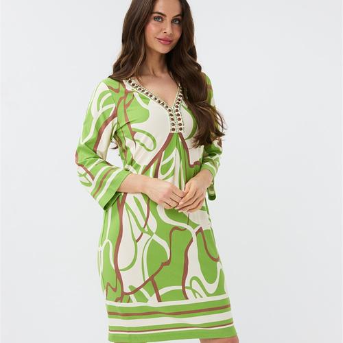 Esqualo - Robe imprimée Blanc cassé/Vert XXLARGE | Créations Chantal