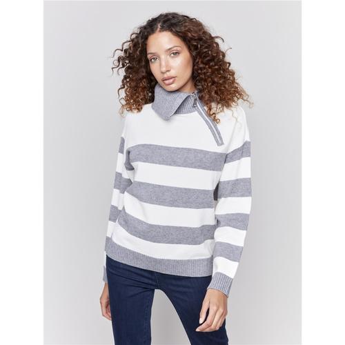 Charlie B - Chandail rayé Gris SMALL | Créations Chantal