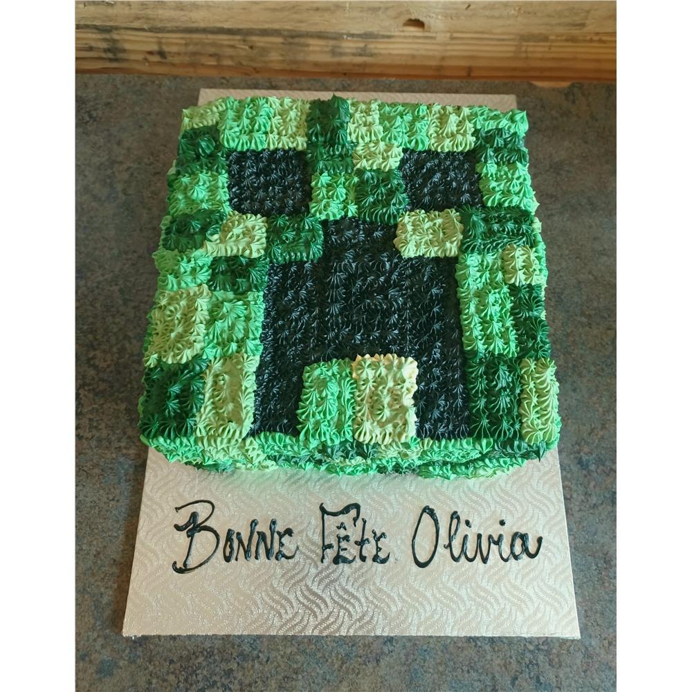 Gâteau minecraft - creeper | Créations Gourmandes