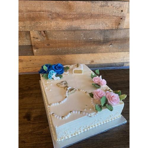Gâteau rectangulaire Baptême | Créations Gourmandes