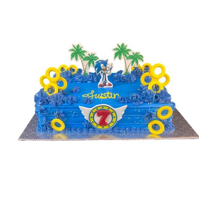 Gâteau Sonic avec palmiers Rectangulaire | Créations Gourmandes