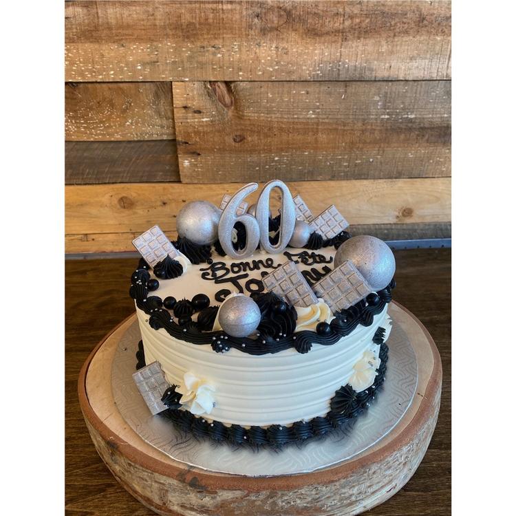 Gâteau Noir et Argent Rond | Créations Gourmandes