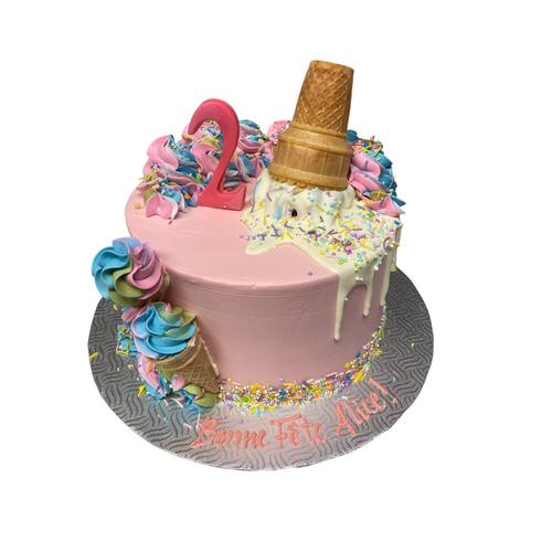 Gâteau Rose Cornet Renversé | Créations Gourmandes