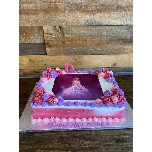 Gâteau rectangulaire avec image comestible | Créations Gourmandes