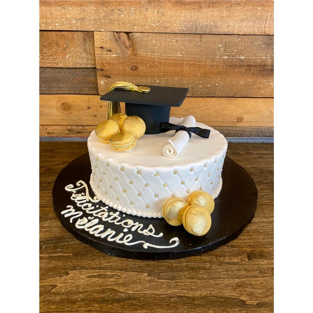 Gâteau Graduation Capitonné et OR | Créations Gourmandes