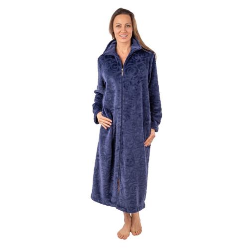 PATRICIA - Robe de chambre avec fermoir Bleu PAT977-C | Boutique Fémina