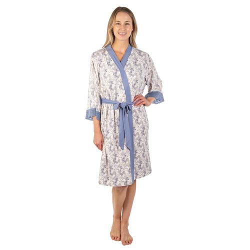 PATRICIA - Robe de chambre 38" 'Pleated Floral' Floral bleu XL PAT101 ...